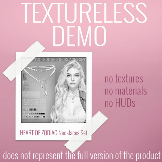 Second Life Marketplace - TEXTURELESS DEMO *AvaWay* HEART OF ZODIAC Necklaces Set